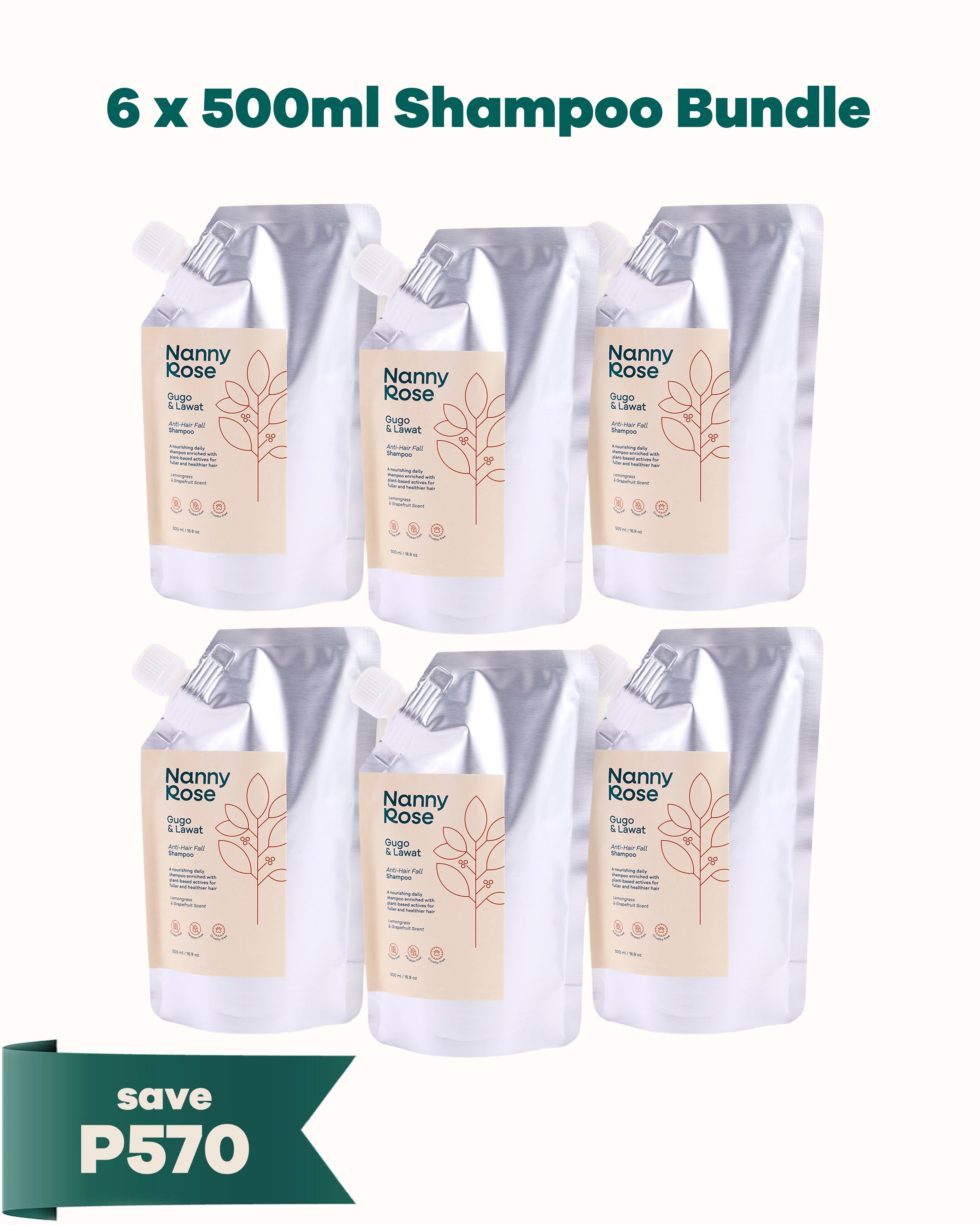 6 x 500ML GUGO & LAWAT SHAMPOO REFILL BUNDLE – Nanny Rose